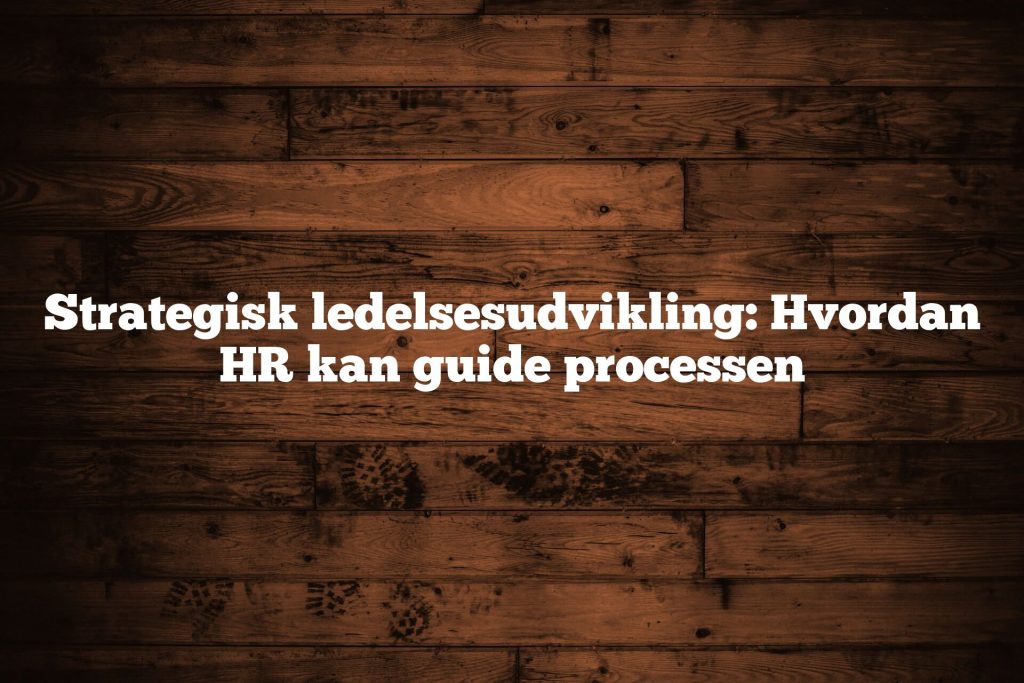 Strategisk ledelsesudvikling: Hvordan HR kan guide processen - Lederkursus